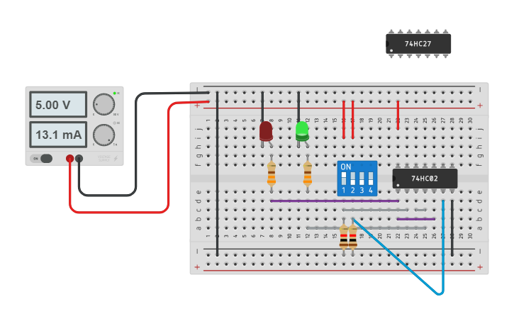 Circuit design Flip Flop RS - Tinkercad