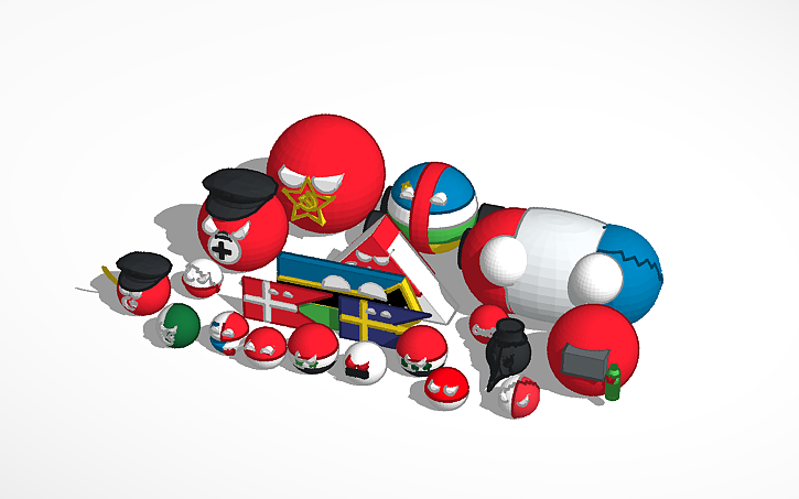 3D design countryball mash up - Tinkercad