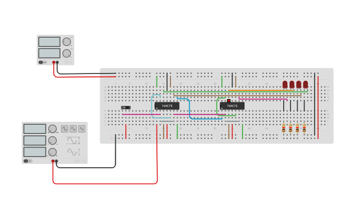 Circuit design Asynchronous down counter - Tinkercad