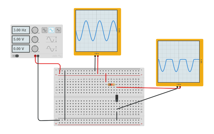 Circuit design Parallel Clipper Circuit (Positive) | Tinkercad