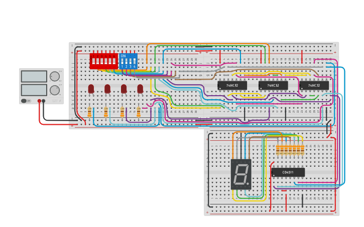 Circuit design Decodificador e Codificador BCD | Tinkercad Circuit design Decodificador e Codificador BCD | Tinkercad