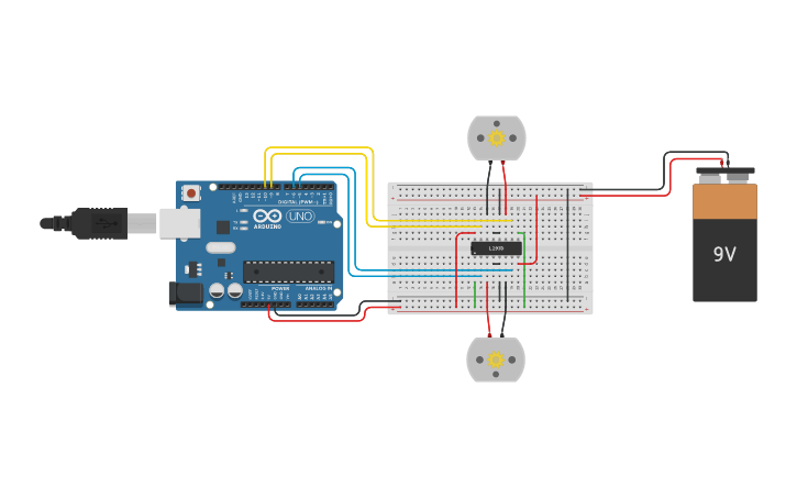Circuit design Arduino with L293d motor driver - Tinkercad