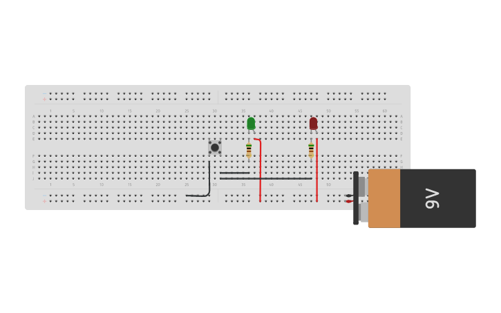 Circuit design Encender dos leds pulsador - Tinkercad Circuit design Encender dos leds pulsador - Tinkercad