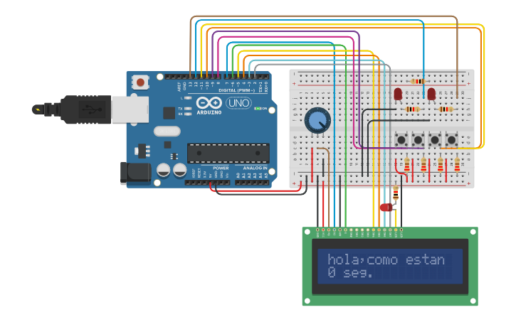 Circuit design pantalla LCD - Tinkercad