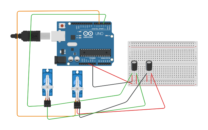 Circuit design servo motore - Tinkercad