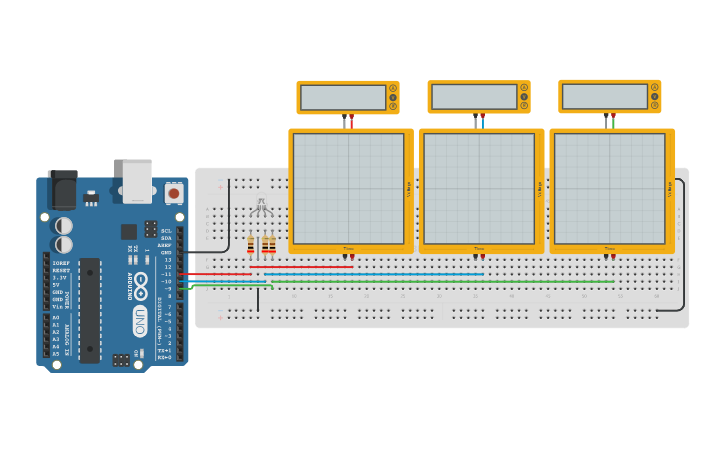 Circuit design Visual RGB LED Fade - Tinkercad