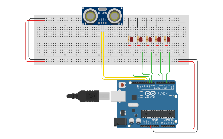 Circuit design Sonar - Tinkercad