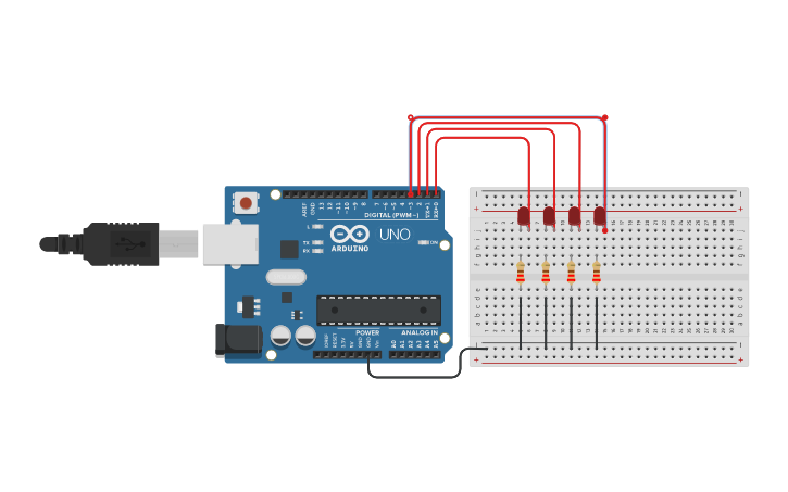 Circuit design binary counter - Tinkercad