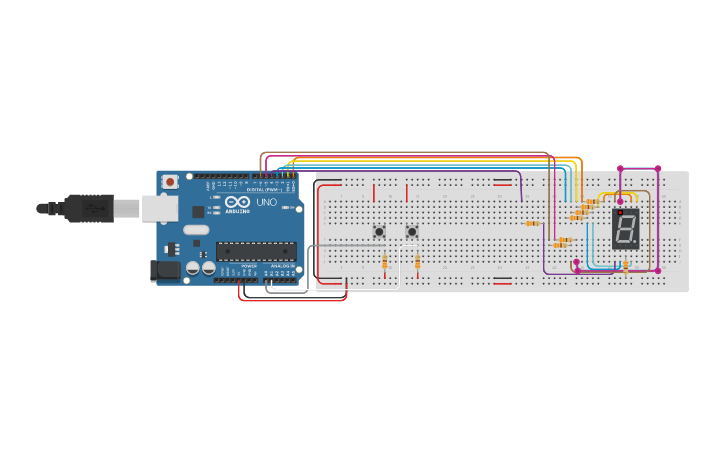 Circuit design Contador de 0 a 9 - Tinkercad