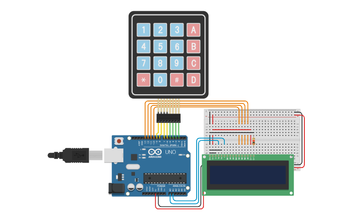 Circuit design Project_21_Keypad_LCD | Tinkercad