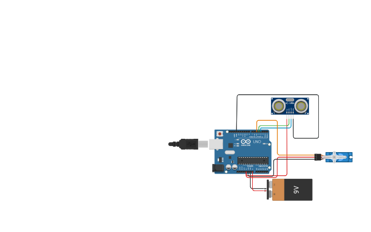 Circuit design Smart Dustbin Arduino | Tinkercad