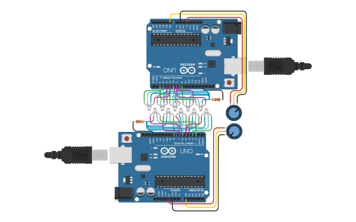 Circuit design Double Led led led led led - Tinkercad