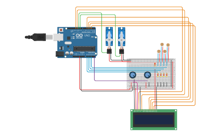 Circuit design Dual Axis Solar Tracker With Weather Status | Tinkercad