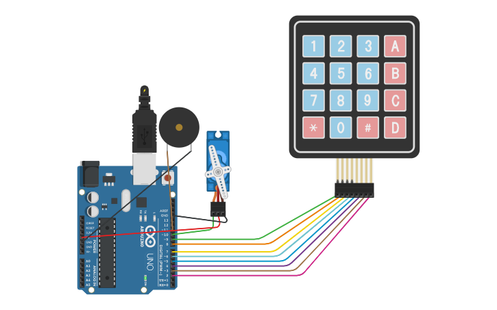 Circuit design KeyPad Lock - Tinkercad
