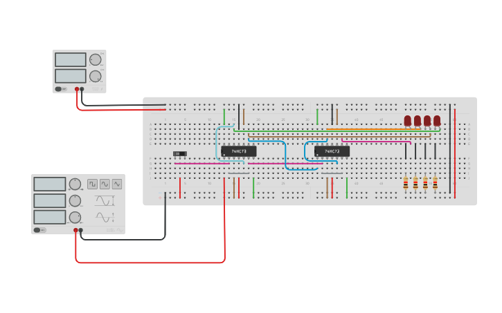 Circuit design Asynchronous up counter - Tinkercad