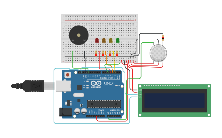 Circuit design Program 6: Air Quality Gas Sensor (MQ135) - Tinkercad