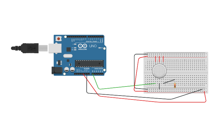 Circuit design Gas sensor - Tinkercad