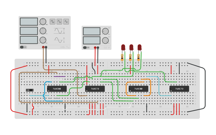 Circuit design 3 Bit Counter - Tinkercad