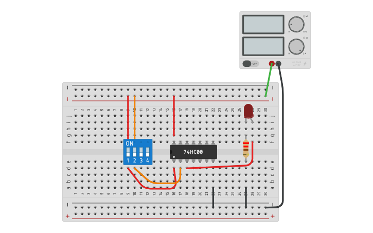 Circuit design GERBANG NAND 7400 - Tinkercad