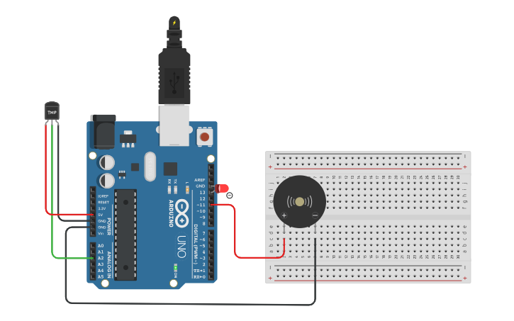 Circuit design Fire Alarm - Tinkercad