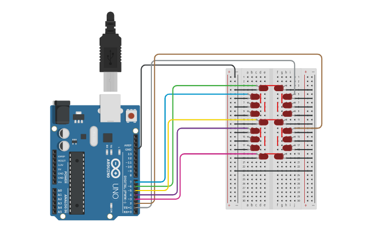 Circuit design 7 segmentos - Tinkercad