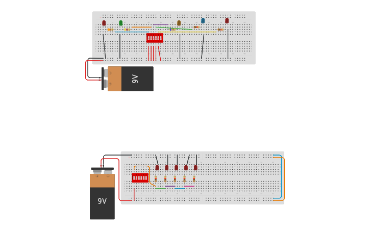 Circuit design Circuito Led's y Dip switch - Tinkercad
