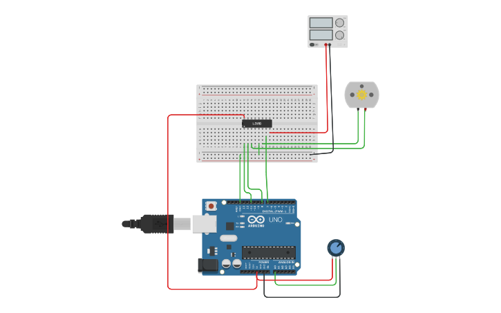 Circuit Design Speed Control Of Dc Motor Using Potentiometer Tinkercad