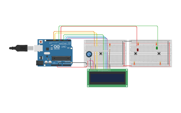 Circuit design lcd mensaje DPB - Tinkercad