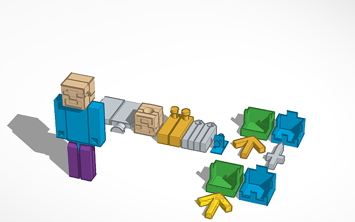 3D design Steve action figure - Tinkercad