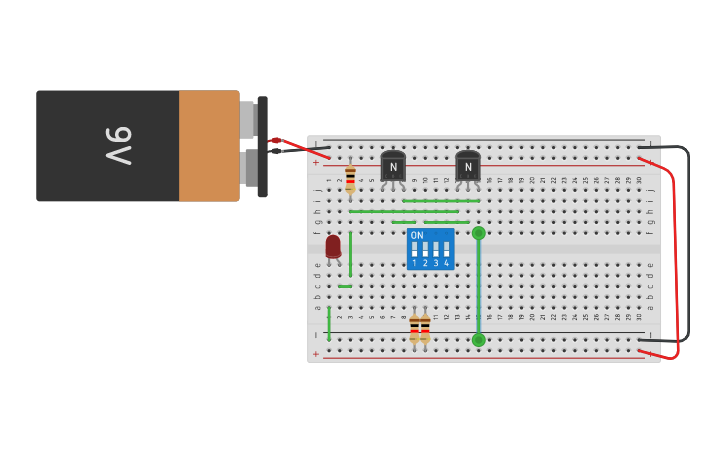 Circuit design NOR gate - Tinkercad