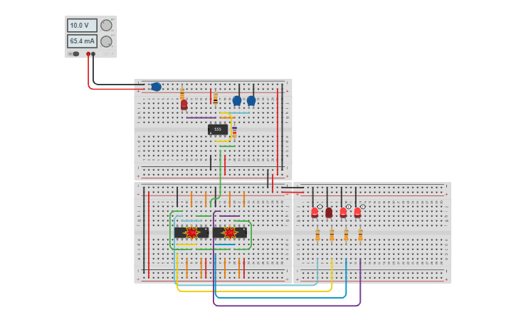 Circuit Design Asynchronous Counter With Flip Flop D 4 Bits Tinkercad