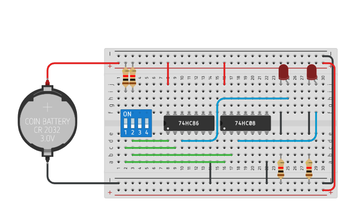 Circuit Design Half Bit Adder Tinkercad