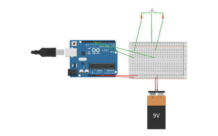 Circuit design Dual-Color LED - Tinkercad