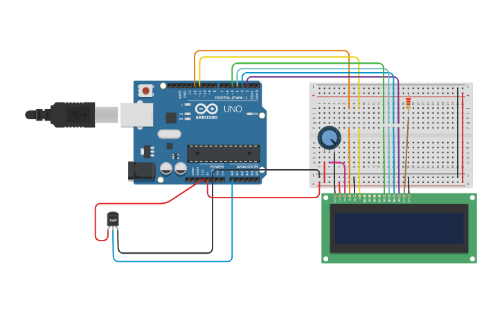 Circuit design Temperature Sensor - Tinkercad