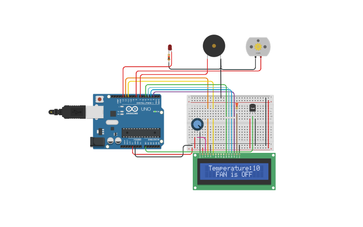 Circuit design 2) Temperature Monitoring | Tinkercad