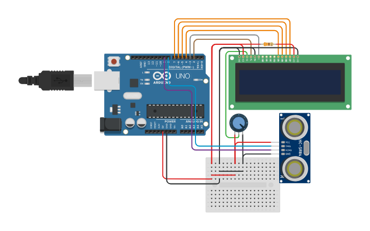 Circuit Design Distance Sensor Tinkercad