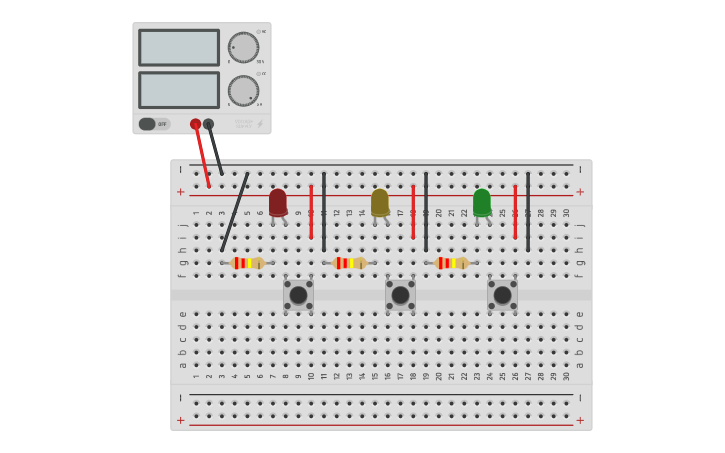 Circuit design Led y resistencias PFR - Tinkercad