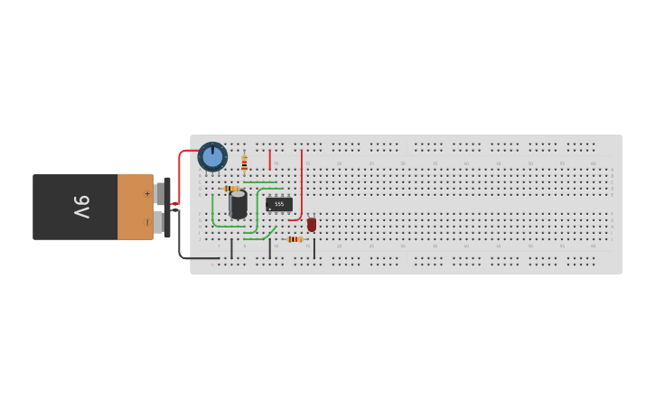 Circuit design 555 led flash - Tinkercad