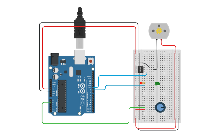 Circuit design DC Motor control - Tinkercad