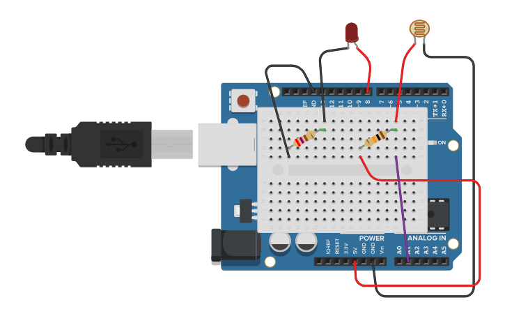 Circuit design Fotorresistencias - Clase 6 | Tinkercad