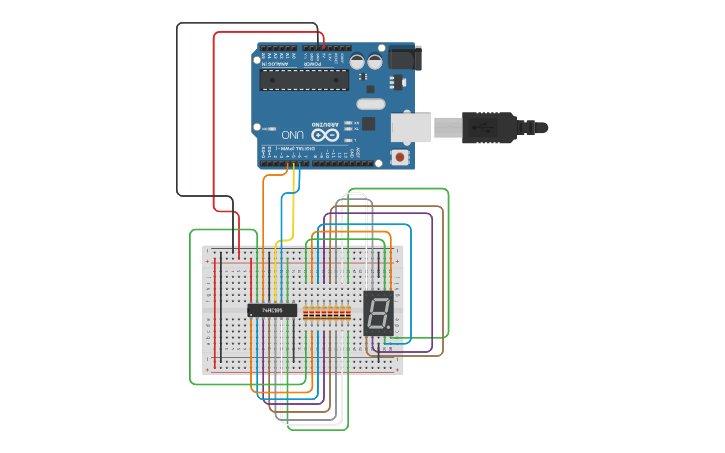 Circuit design 7-Segment Display - Tinkercad