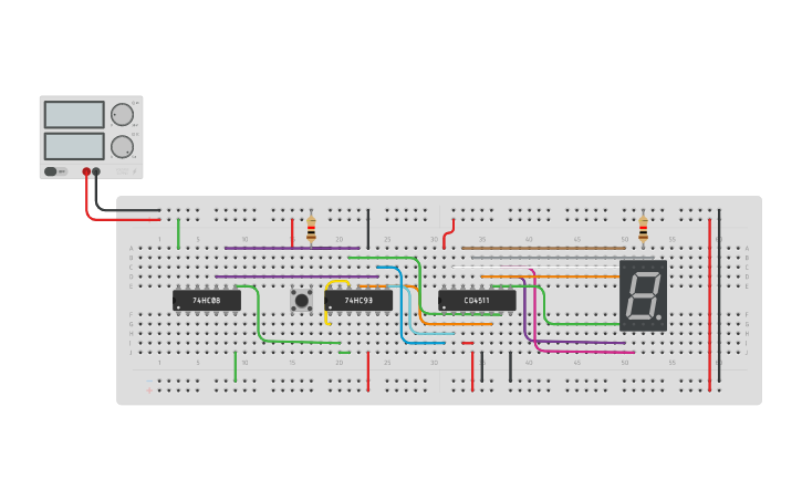 Circuit design Contador 0 a 9 - Tinkercad