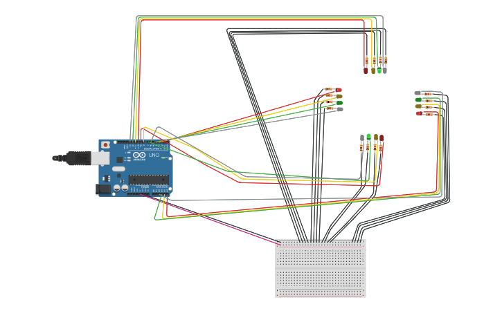 Circuit design Traffic Light - Tinkercad