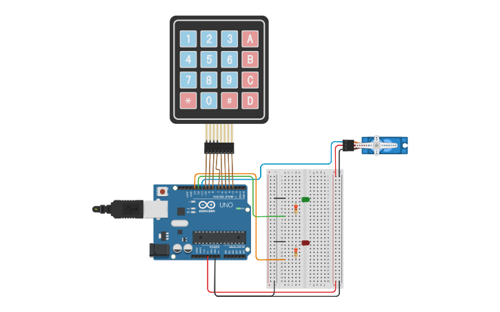 Circuit design Keypad Entry System - Tinkercad