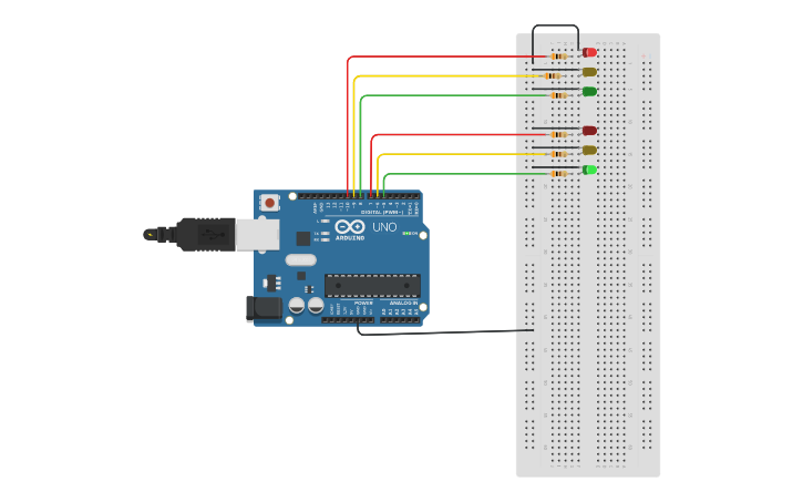 Circuit design Arduino-Semáforo | Tinkercad