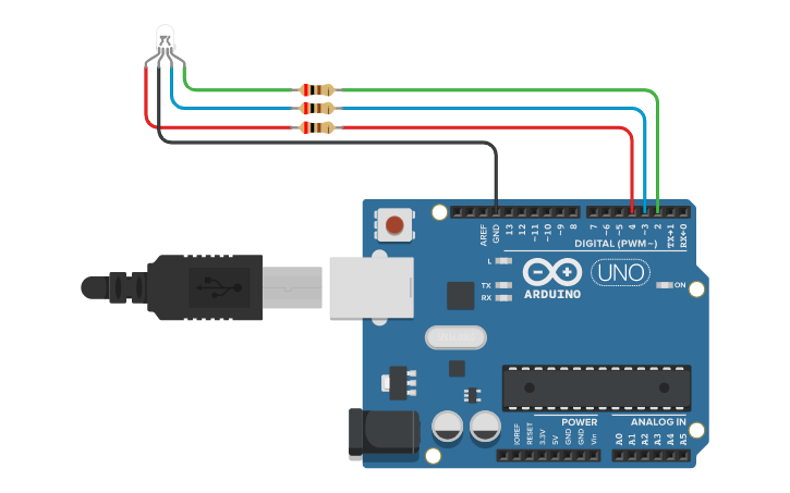 Circuit design RGB Led Advanced | Tinkercad