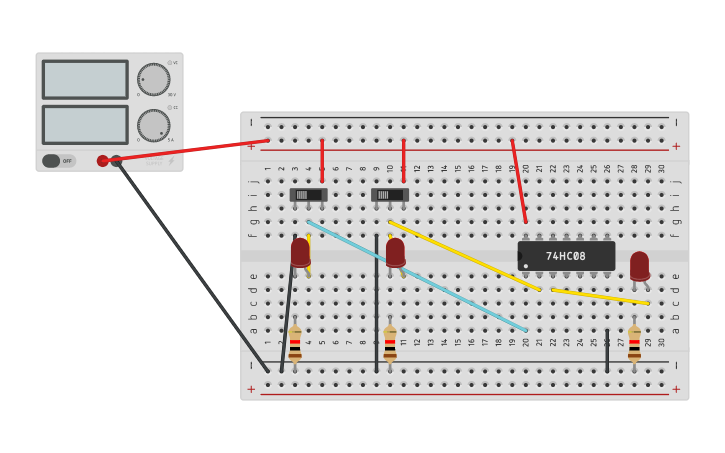 Circuit design LED AND | Tinkercad
