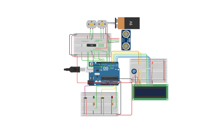 Circuit design Adaptive Cruise control system - Tinkercad