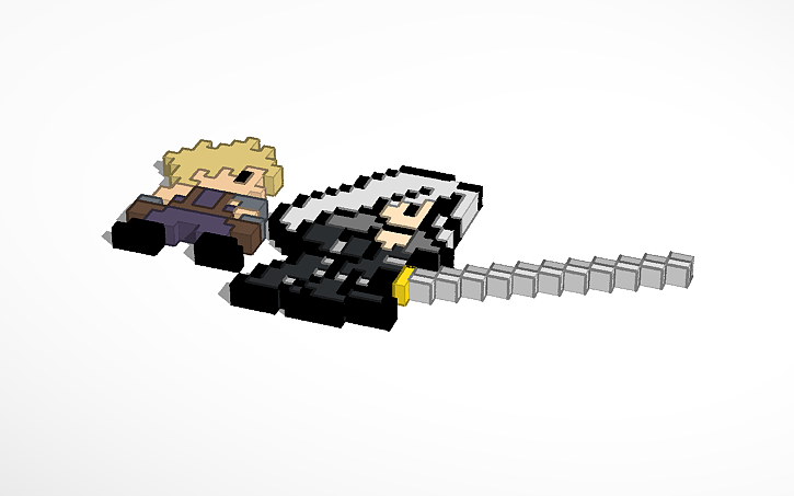 3D design 8-Bit Final Fantasy 7 Characters - Tinkercad