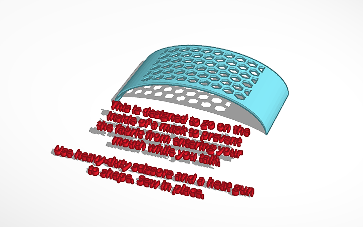 3D design Mask Fabric Retainer - Tinkercad
